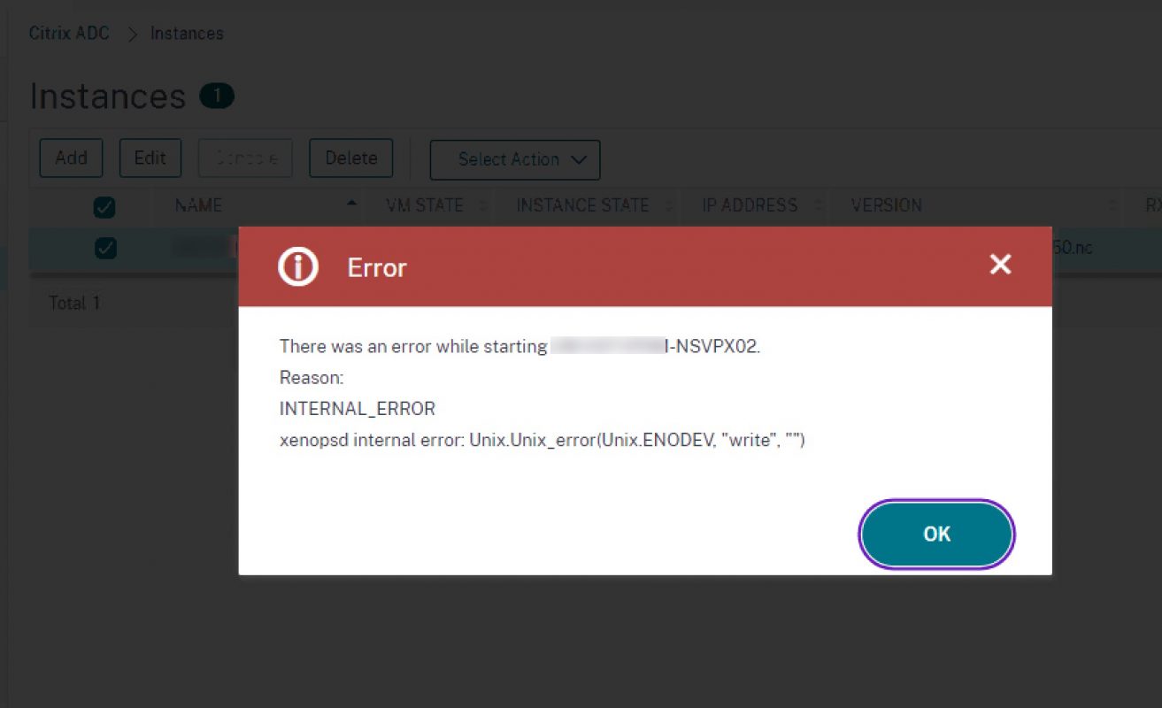 Issue: Citrix ADC VPX Instances Halted After SDX 13.1 Upgrade INTERNAL ...