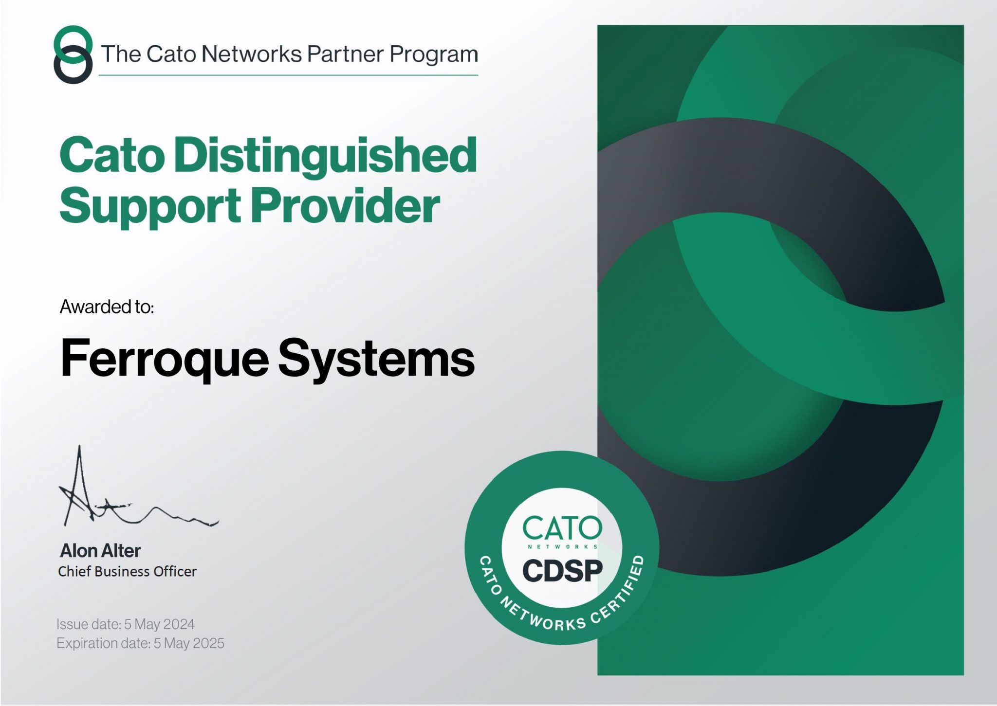 Ferroque Achieves Cato Distinguished Support Provider Accreditation