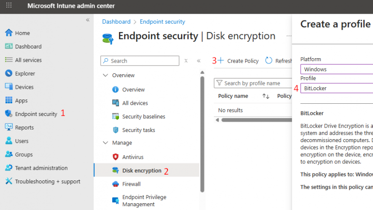 Microsoft Intune – BitLocker Configuration and Implementation